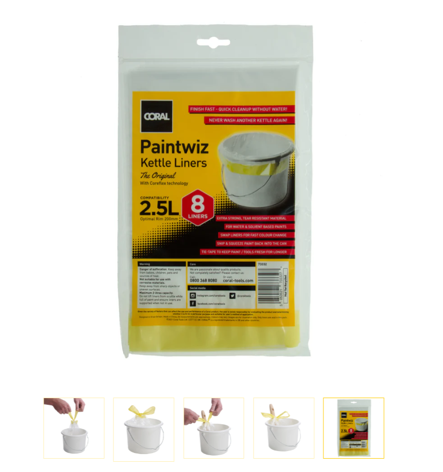 Coral Paintwiz 2.5 Litre Paint Kettle Liners with Coreflex for Easy Cl ...